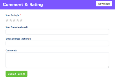 Comment & Rating Form - Fluent Forms