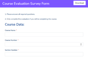 Course Evaluation Survey Form - Fluent Forms