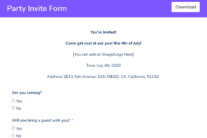 Party Invite Form - Fluent Forms