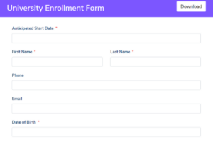 University Enrollment Form - Fluent Forms