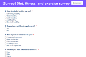 Diet and Fitness Survey Form - Fluent Forms