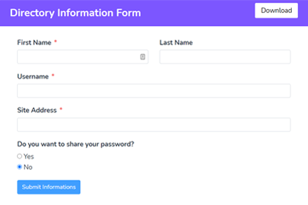 Directory Information Form - Fluent Forms