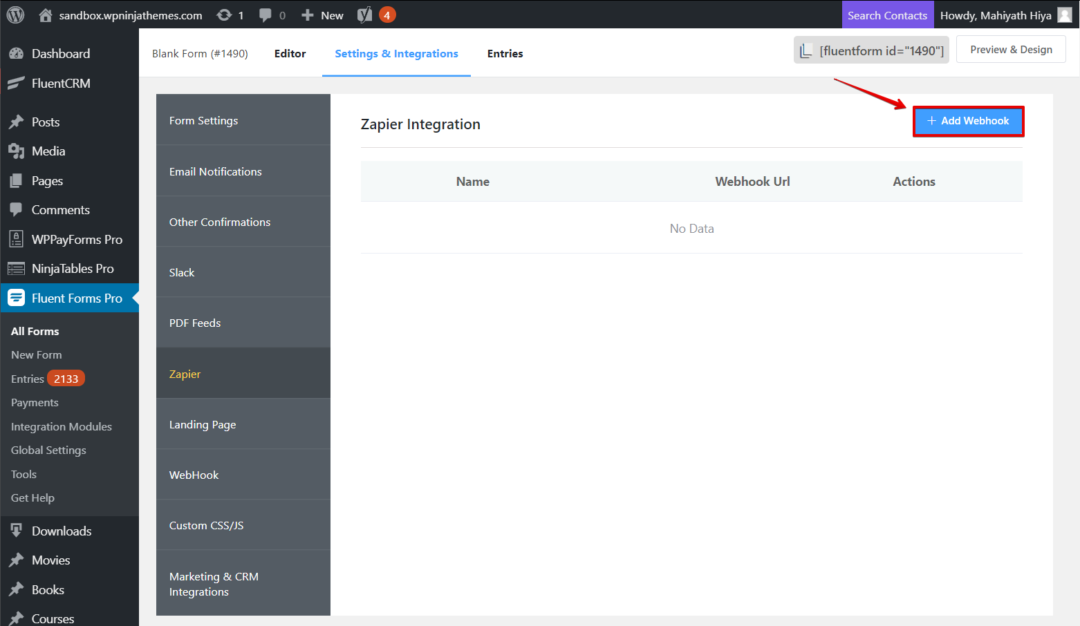 Zapier Integration on WordPress Form Builder - Fluent Forms