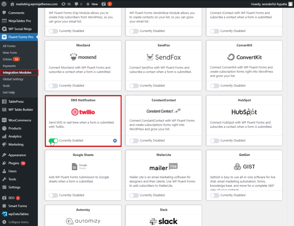 Twilio Integration With WordPress Form Builder - Fluent Forms
