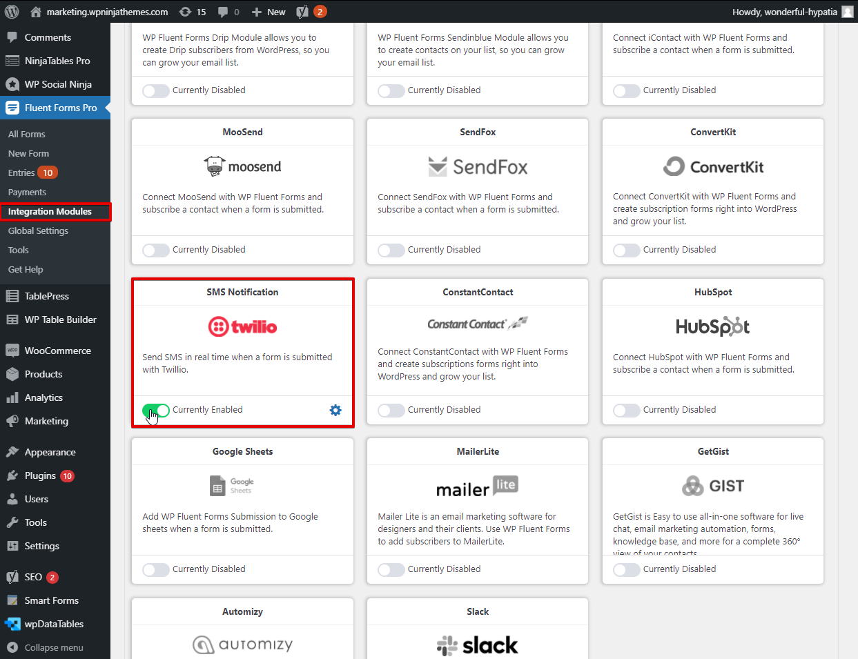Twilio Integration With WordPress Form Builder - Fluent Forms