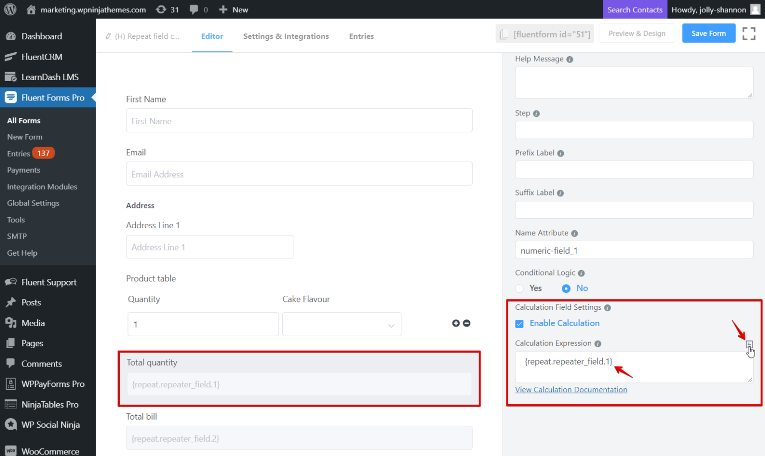 Create Wordpress Forms With Calculation Fluent Forms 1281