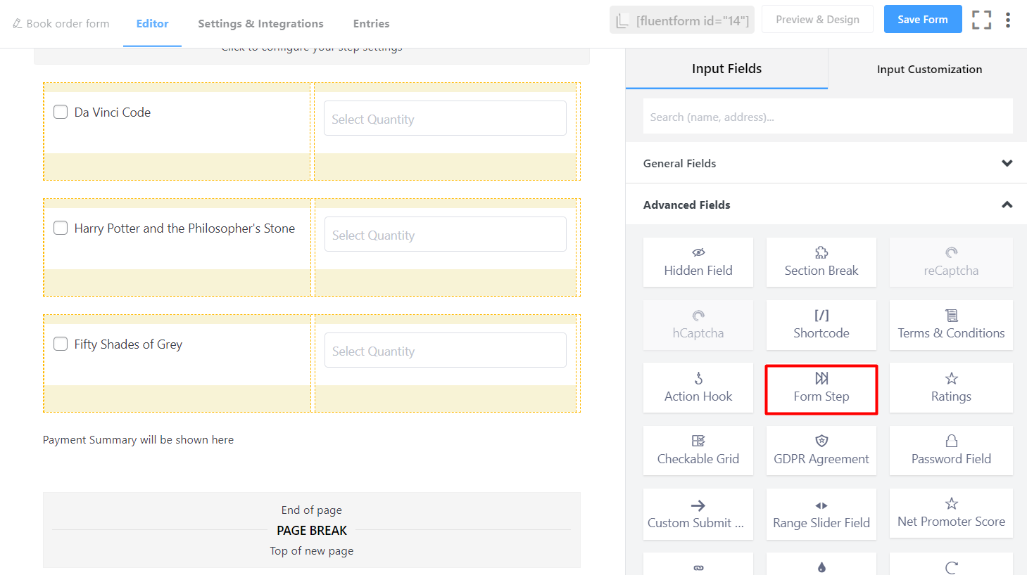 How To Create A Book Order Form In Wordpress Fluent Forms