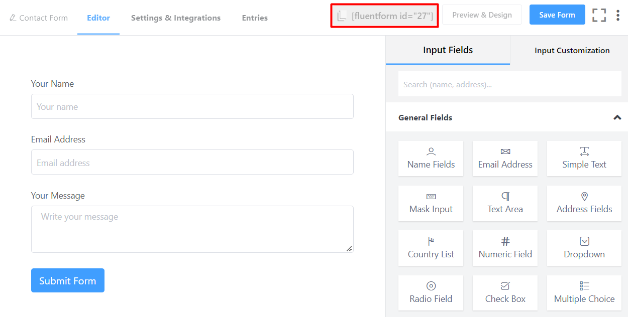 Use Wordpress Form Shortcode To Embed Forms Easily Fluent Forms