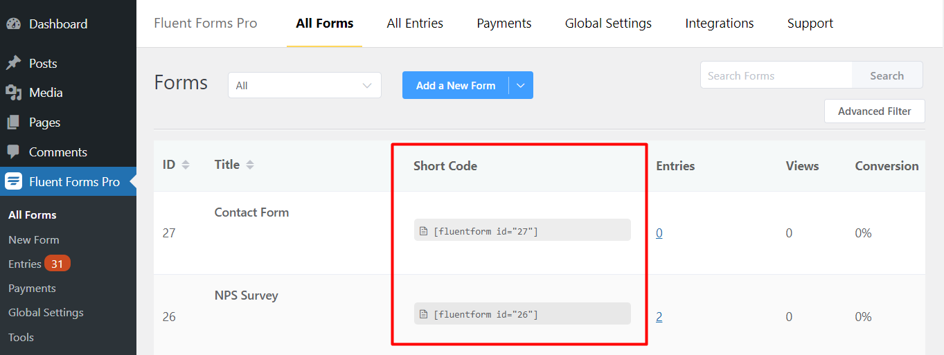 Use Wordpress Form Shortcode To Embed Forms Easily Fluent Forms
