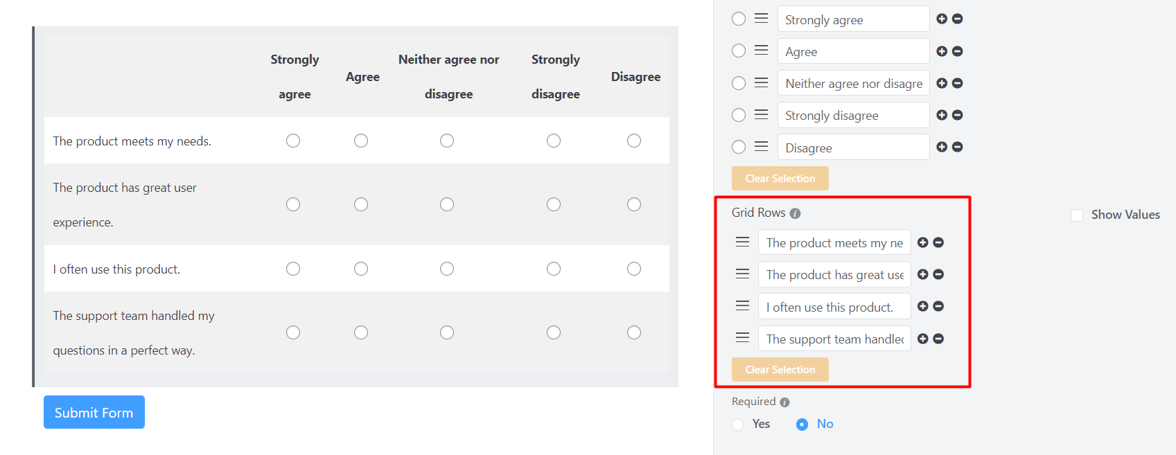 Add 5-Point Likert Scale to Survey Questionnaire - Fluent Forms