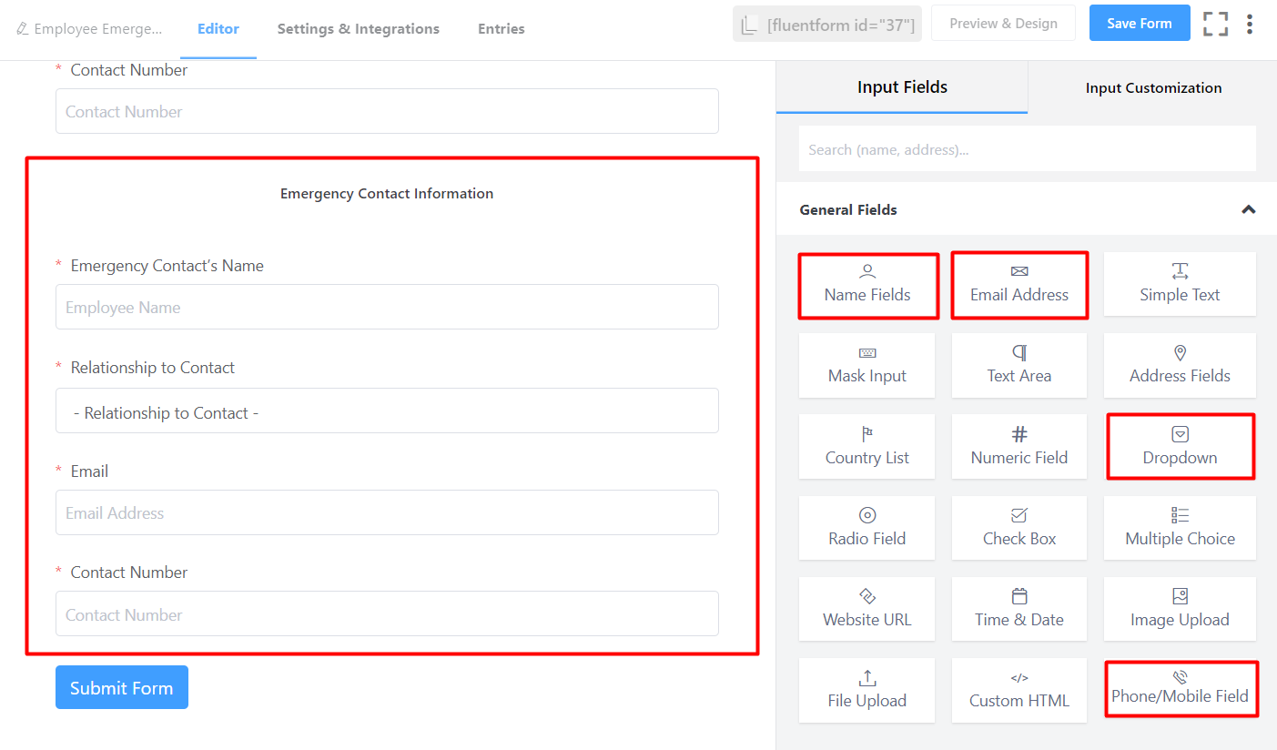 Create An Employee Emergency Contact Form In Wordpress 4 Simple Steps Fluent Forms