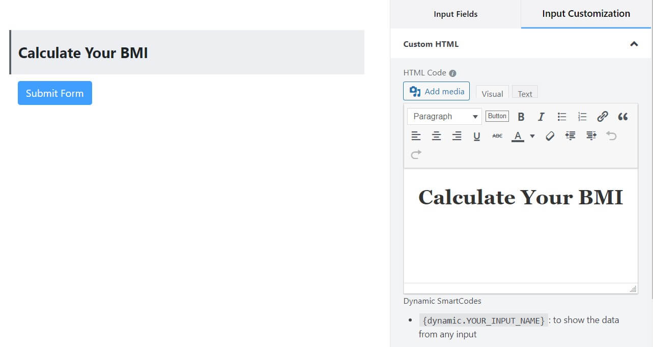 Create A Wordpress Bmi Calculator For Health Focused Website Fluent Forms