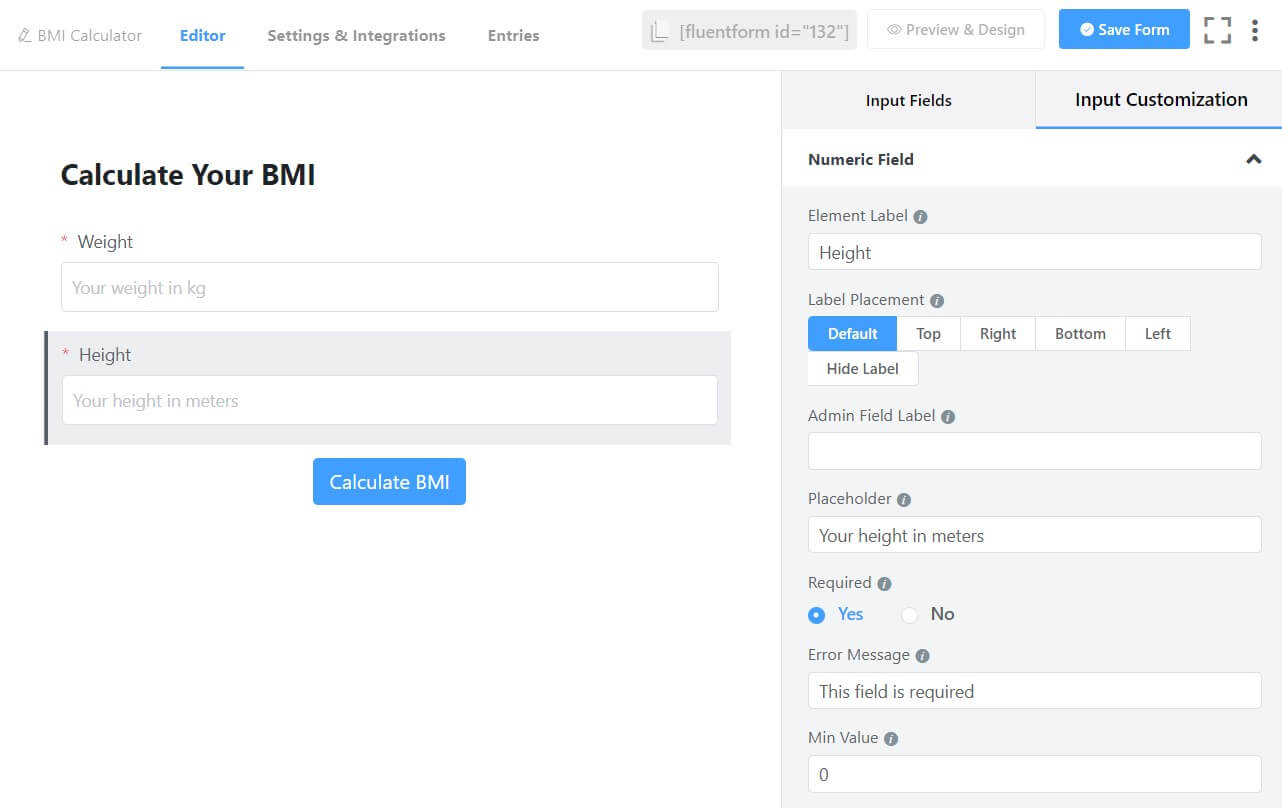 Create A Wordpress Bmi Calculator For Health Focused Website Fluent Forms