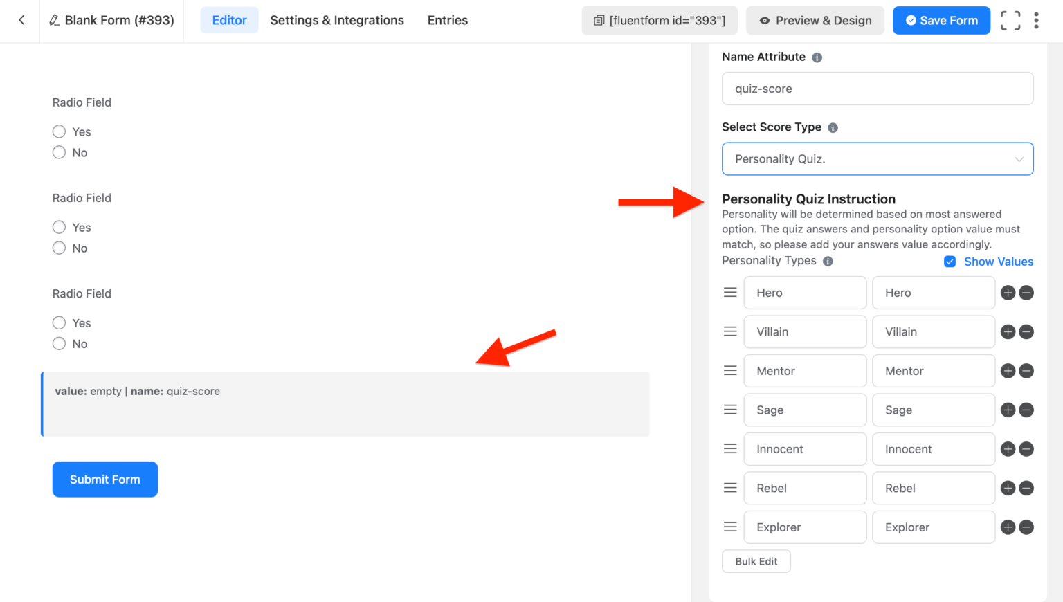Fluent Forms 51 Fluentbooking And Notion Integration Personality Quiz