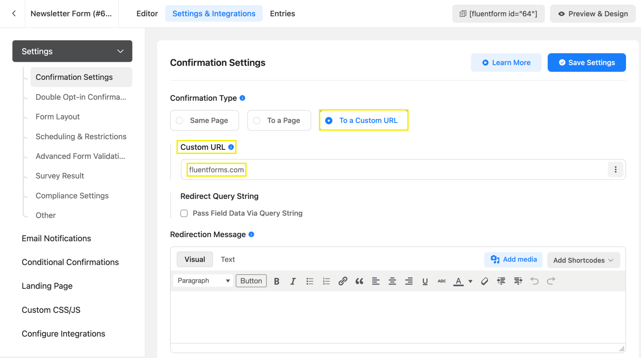 How To Show A Confirmation Message After Form Submission In Wordpress Forms Fluent Forms 1009