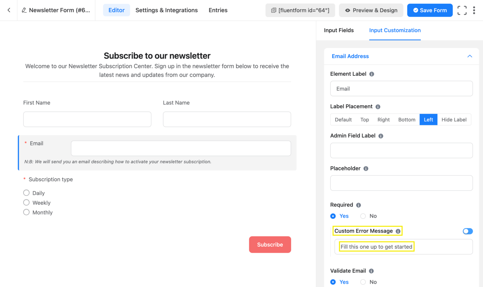 How to Customize Error Messages in WordPress Contact Forms - Fluent Forms