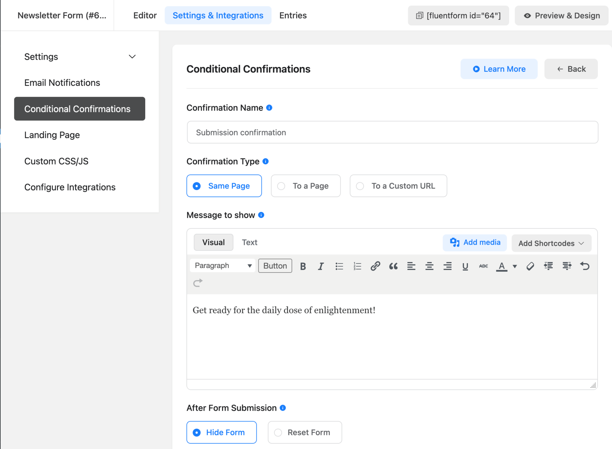 How to Setup Conditional Confirmation Messages in WordPress Contact Forms - Fluent Forms