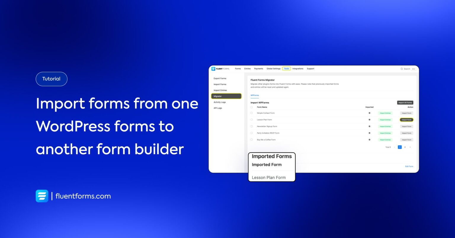 How to Import Forms from One WordPress Form to Another Form Builder - Fluent Forms