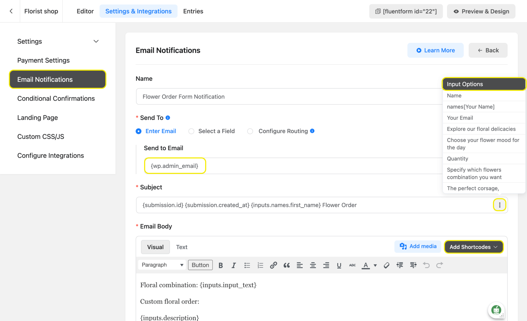 How to Set up Admin Email Notifications in WordPress Forms - Fluent Forms