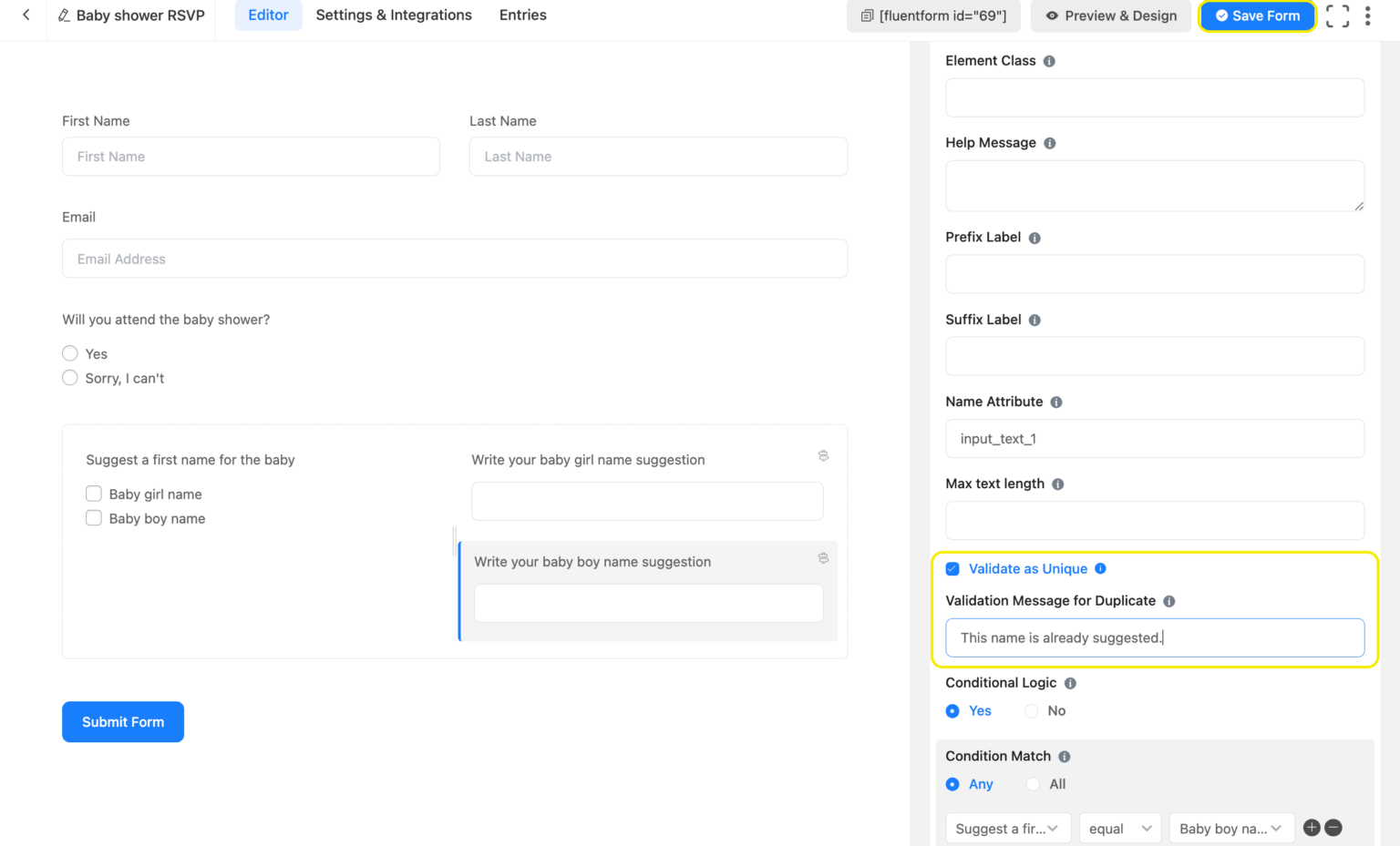 What Is Unique Field Validation And How To Use It In A Wordpress Contact Plugin Fluent Forms
