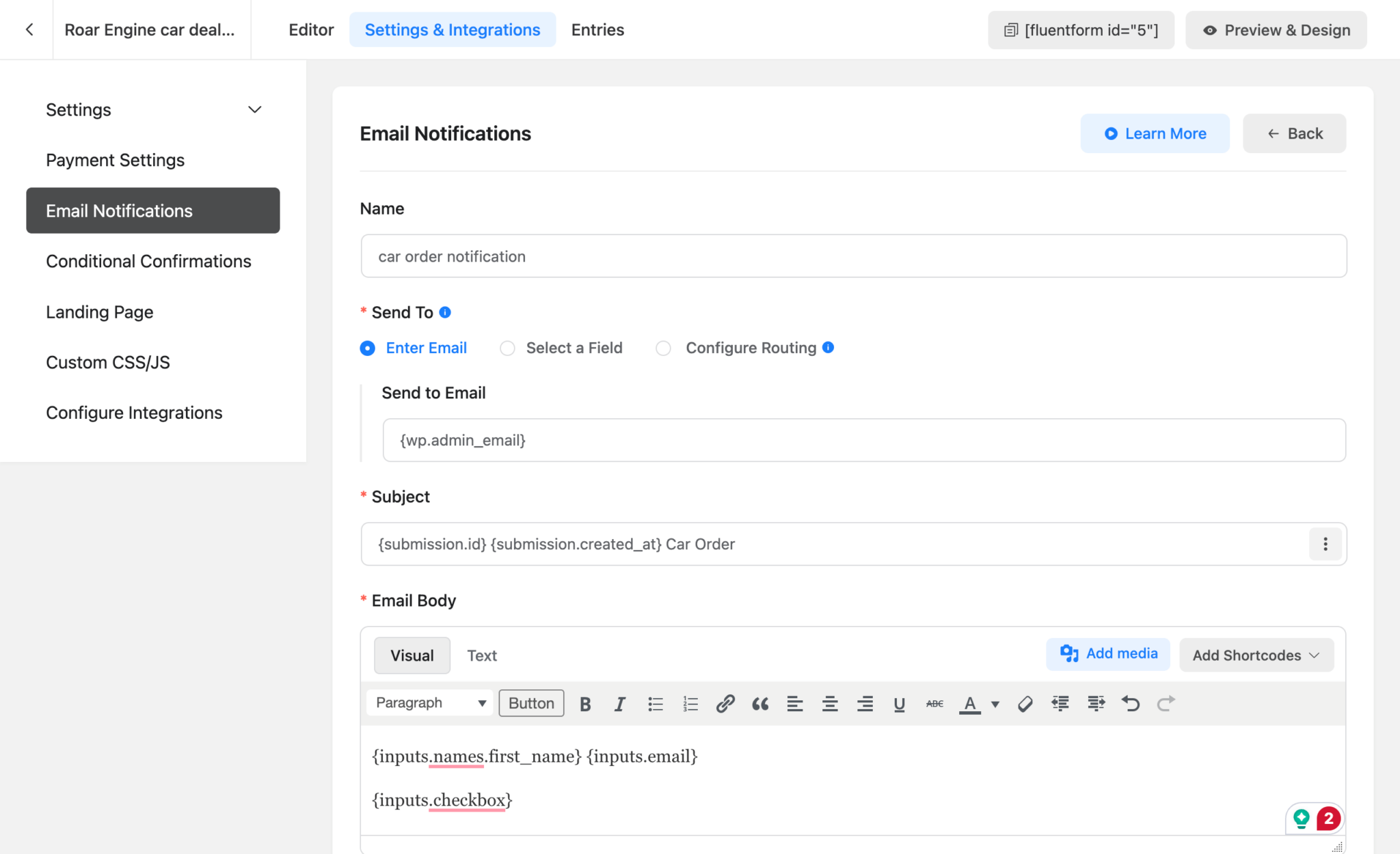 How To Send Conditional Email Notification From Wordpress Contact Form Plugin Fluent Forms