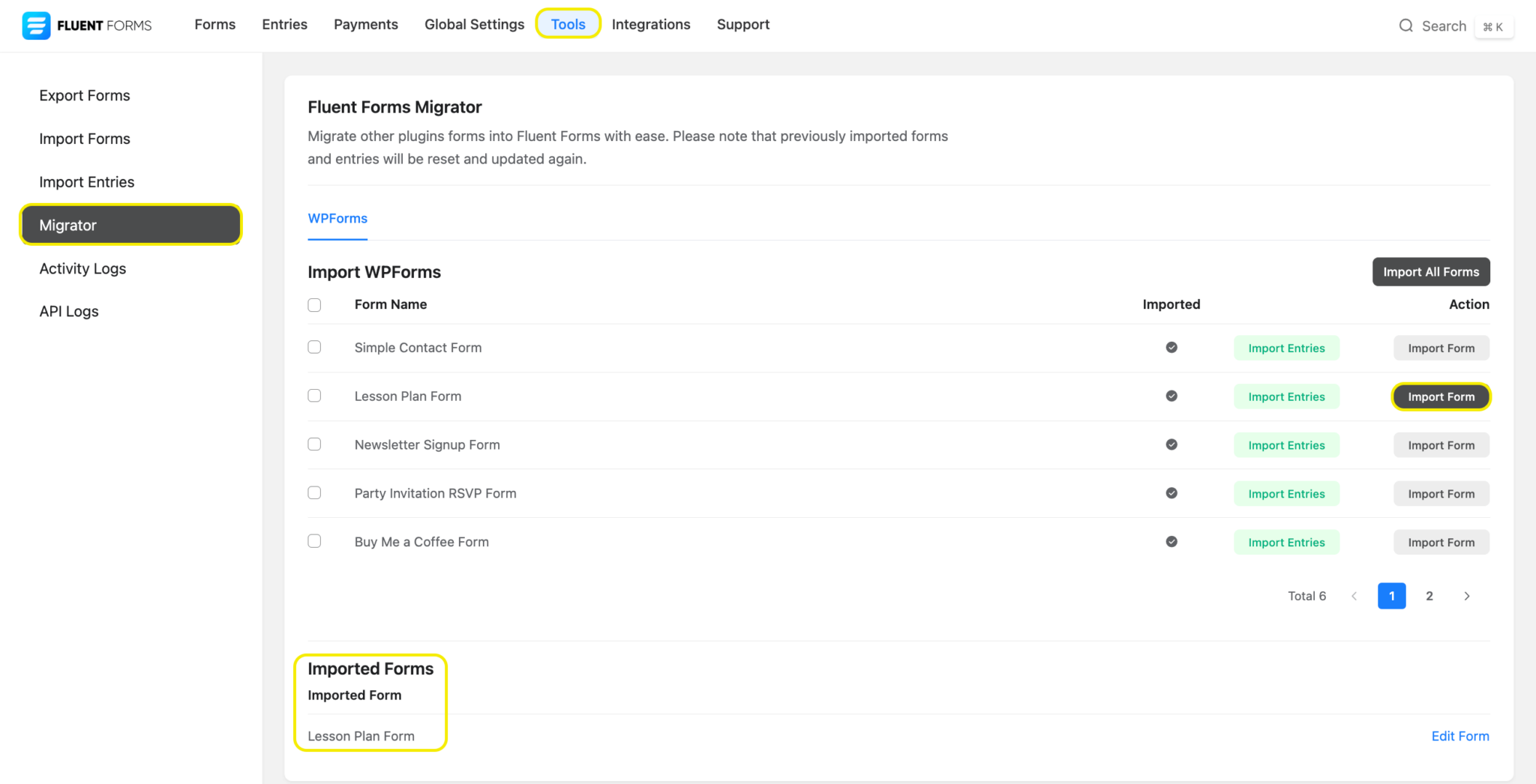 How to Import Forms from One WordPress Form to Another Form Builder - Fluent Forms