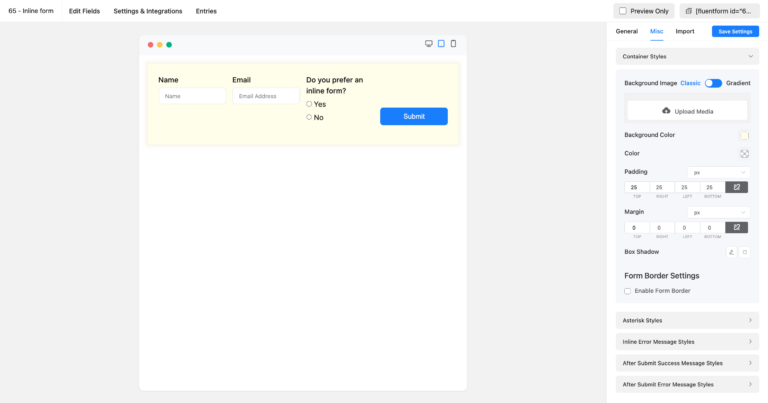How To Create An Inline Form Using Wordpress Form Plugin Fluent Forms