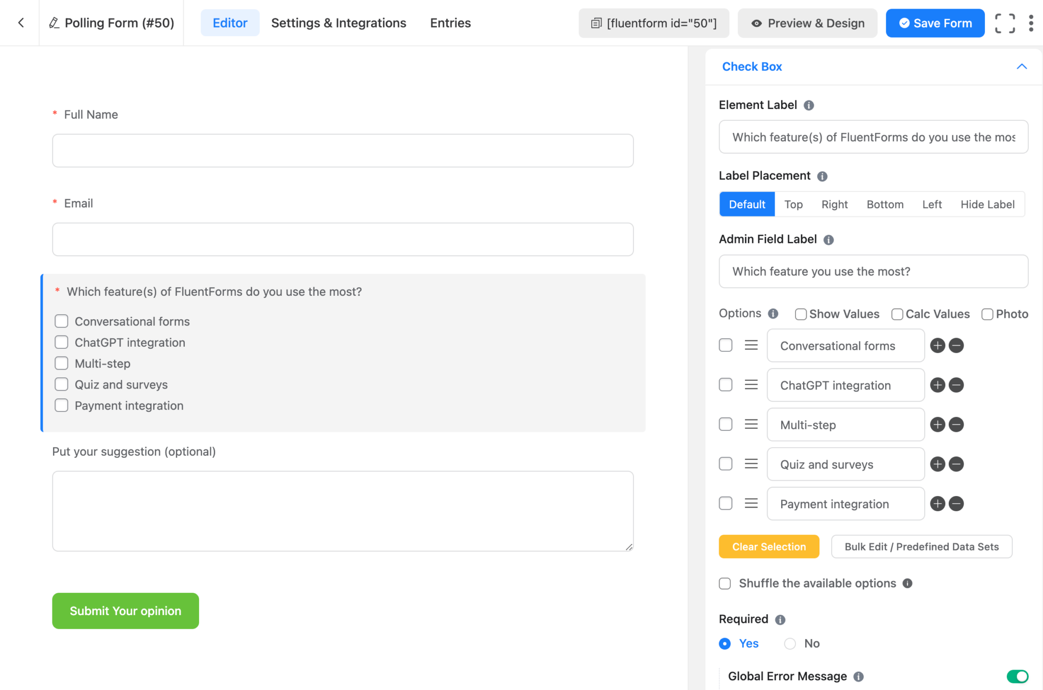 How To Create A Poll Form In A Wordpress Website Fluent Forms