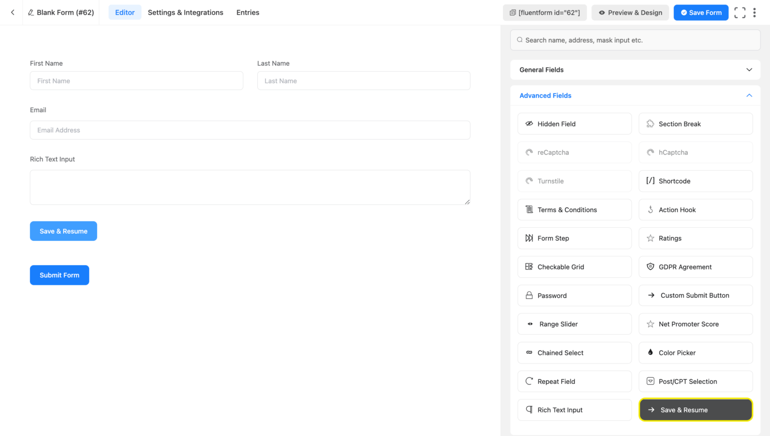 How to Efficiently Use Save and Resume in WordPress Forms - Fluent Forms