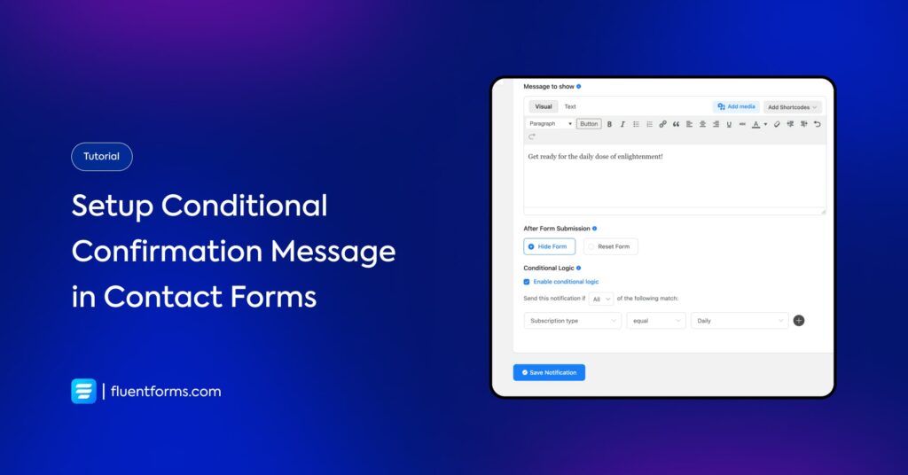 How to Setup Conditional Confirmation Messages in WordPress Contact Forms - Fluent Forms