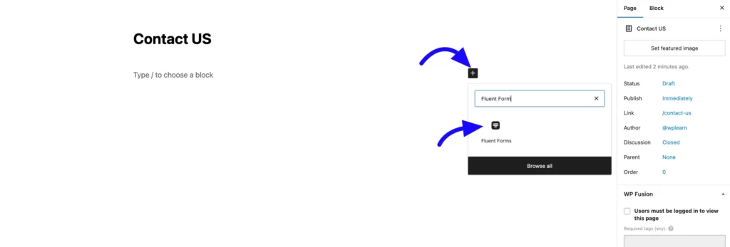 How to embed your forms directly in Gutenberg layout - Fluent Forms