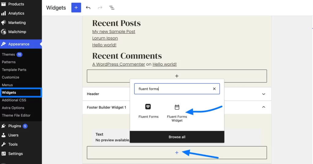 How to Use Your Forms as Widget on your Sidebar or Footer - Fluent Forms
