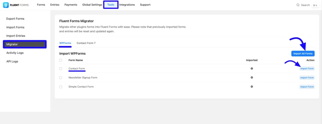 Fluent Forms Migrator (WPForms, Contact Form 7, Gravity Forms, Ninja Forms & Caldera Forms ...