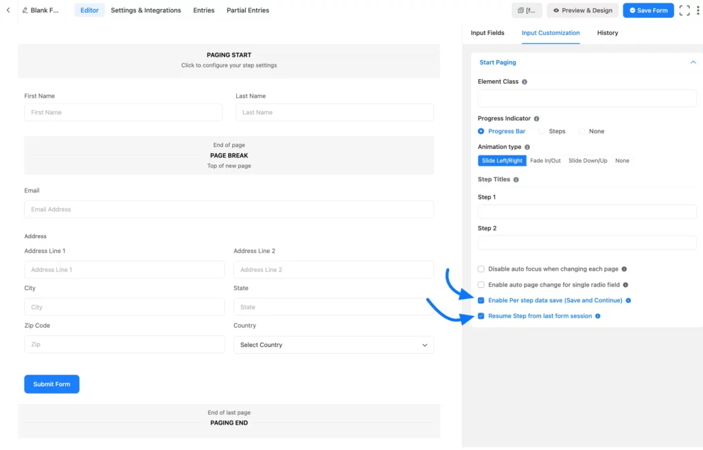 Partial Entries for Step Forms - Fluent Forms