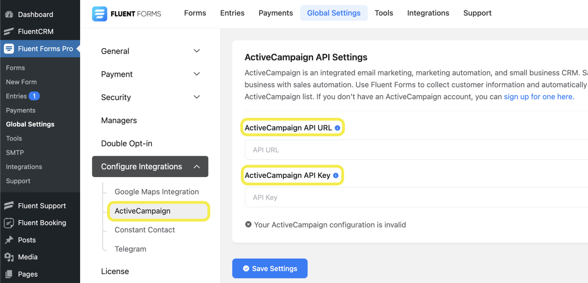 ActiveCampaign Integration For WordPress - Fluent Forms