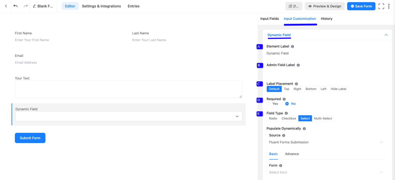 Dynamic Field in Fluent Form - Fluent Forms