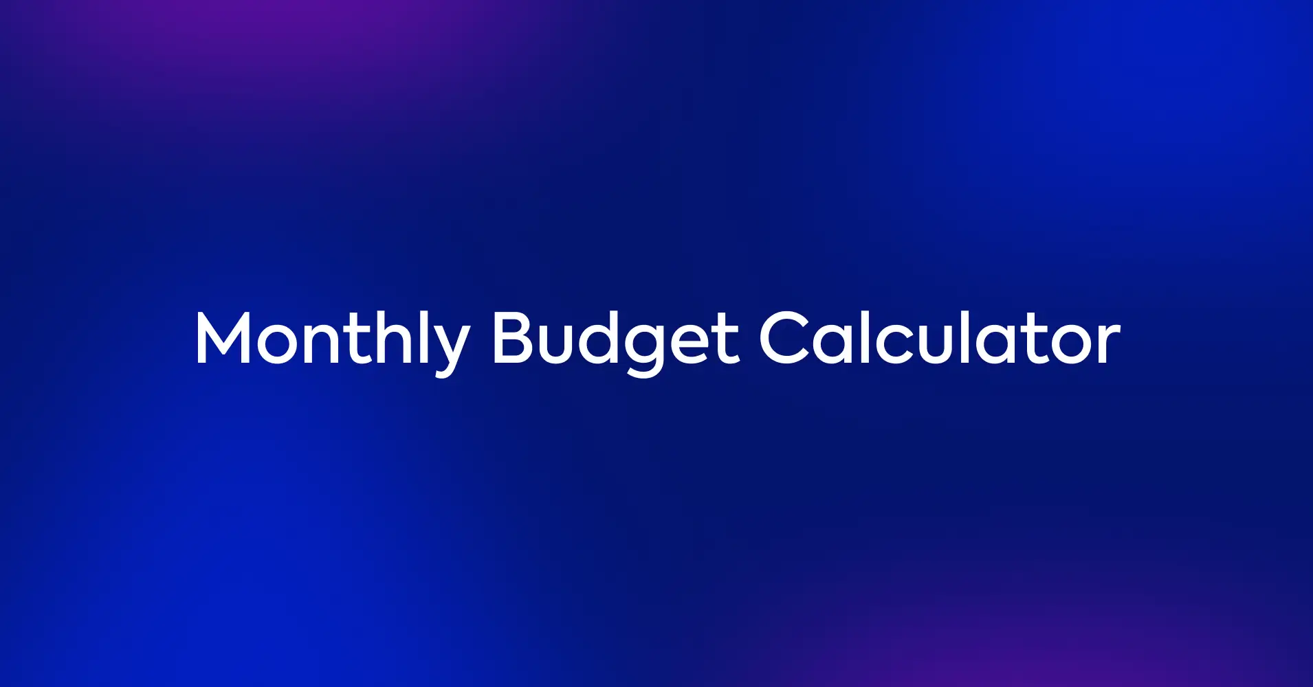 Monthly Budget Calculator - Fluent Forms