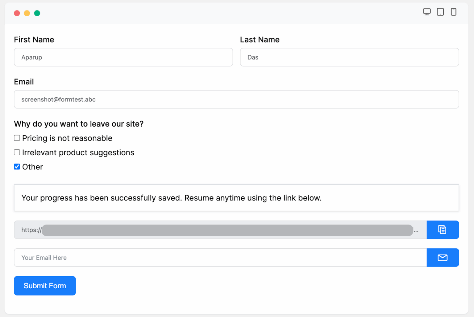 How to Save Progress and Submit a Form Later